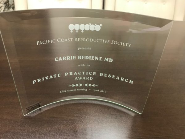 Private Practice Research Award - Fertility Research - PCRS Awards 2019